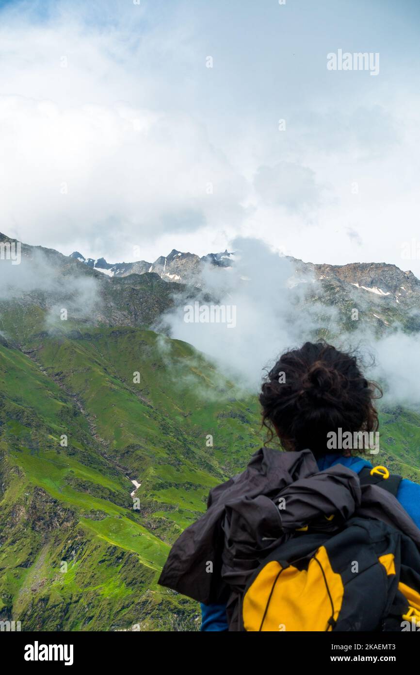 July 14th 2022, Himachal Pradesh India. A male traveler enjoying exotic ...