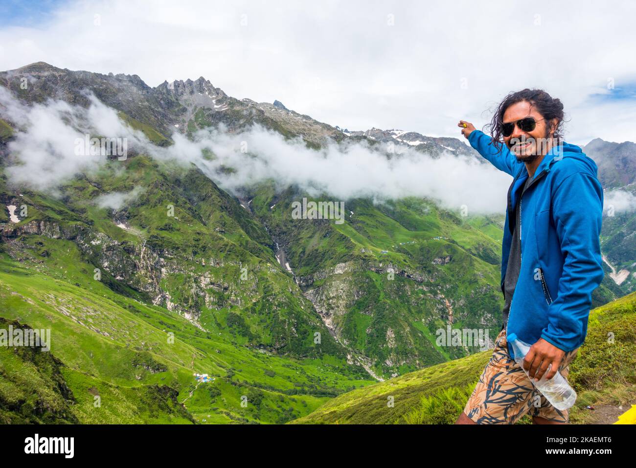 July 14th 2022, Himachal Pradesh India. A male traveler enjoying exotic ...