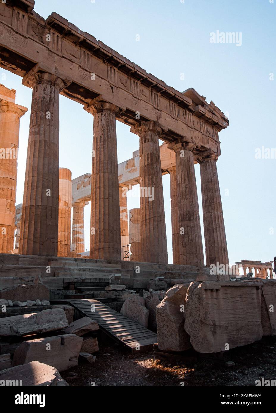 The vertical shot of the Parthenon temple ruins Stock Photo - Alamy