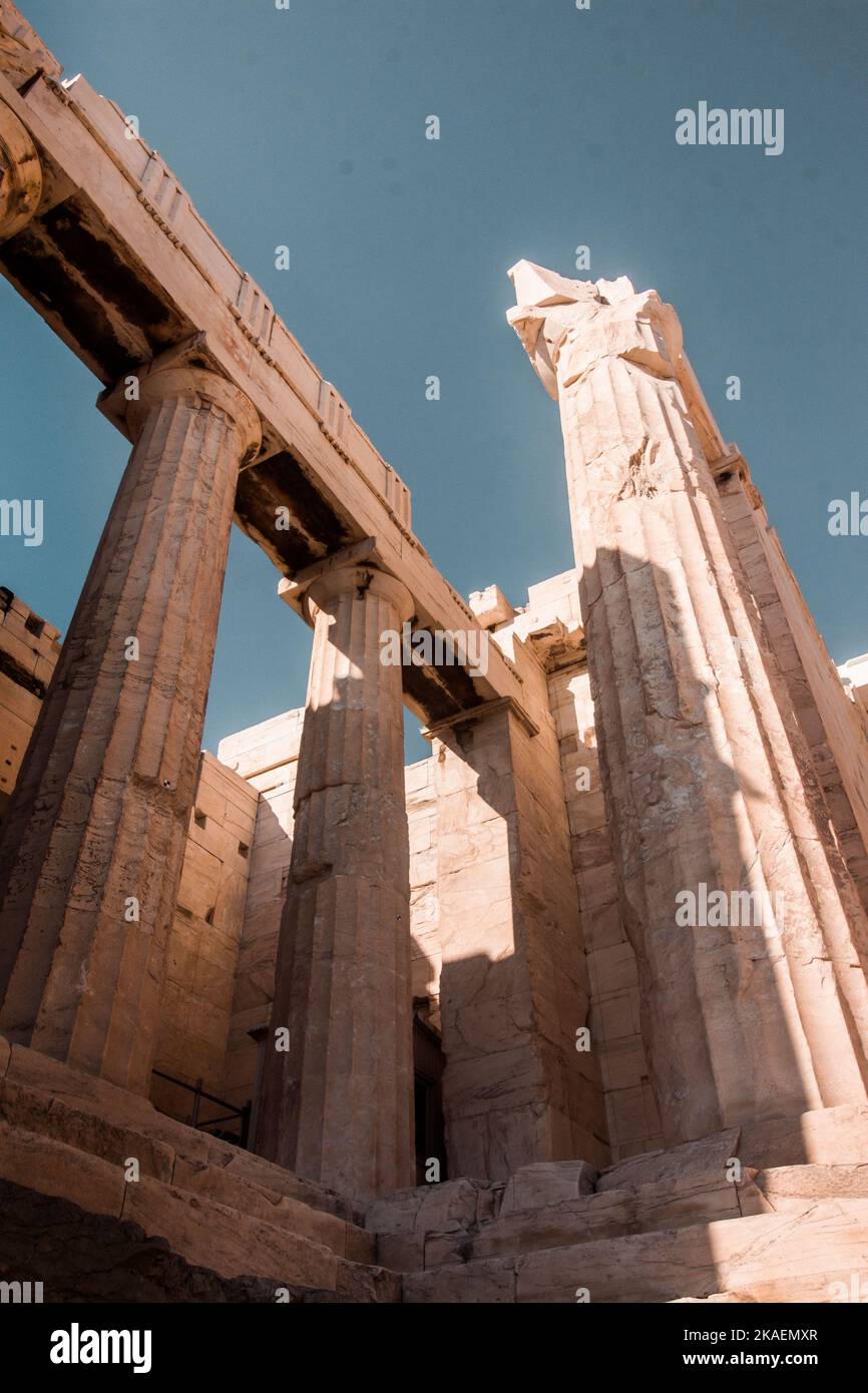 The vertical shot of the Parthenon temple ruins Stock Photo - Alamy