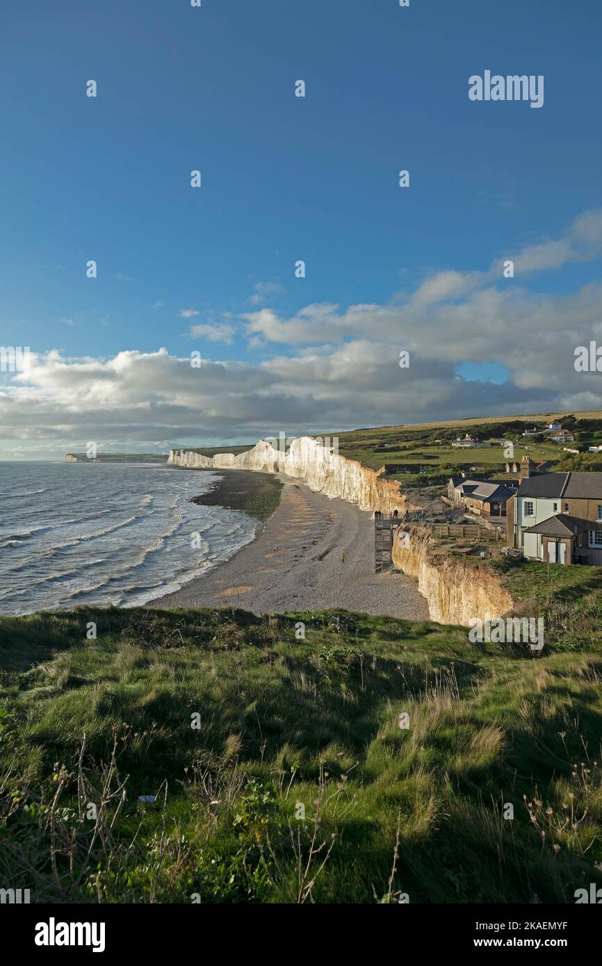 Birling Gap, white cliffs The Seven Sisters, South Downs, England ...