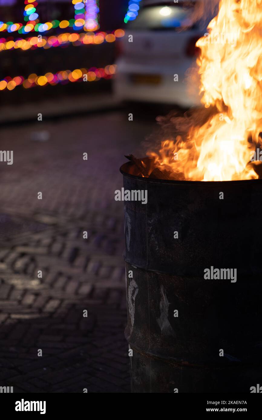 Burning fire in barrel color hi-res stock photography and images - Alamy