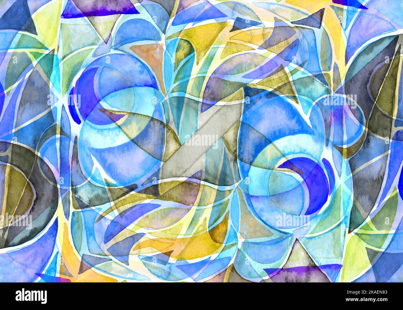 Colorful vibrant textured background of abstract shapes. Hand painted ...