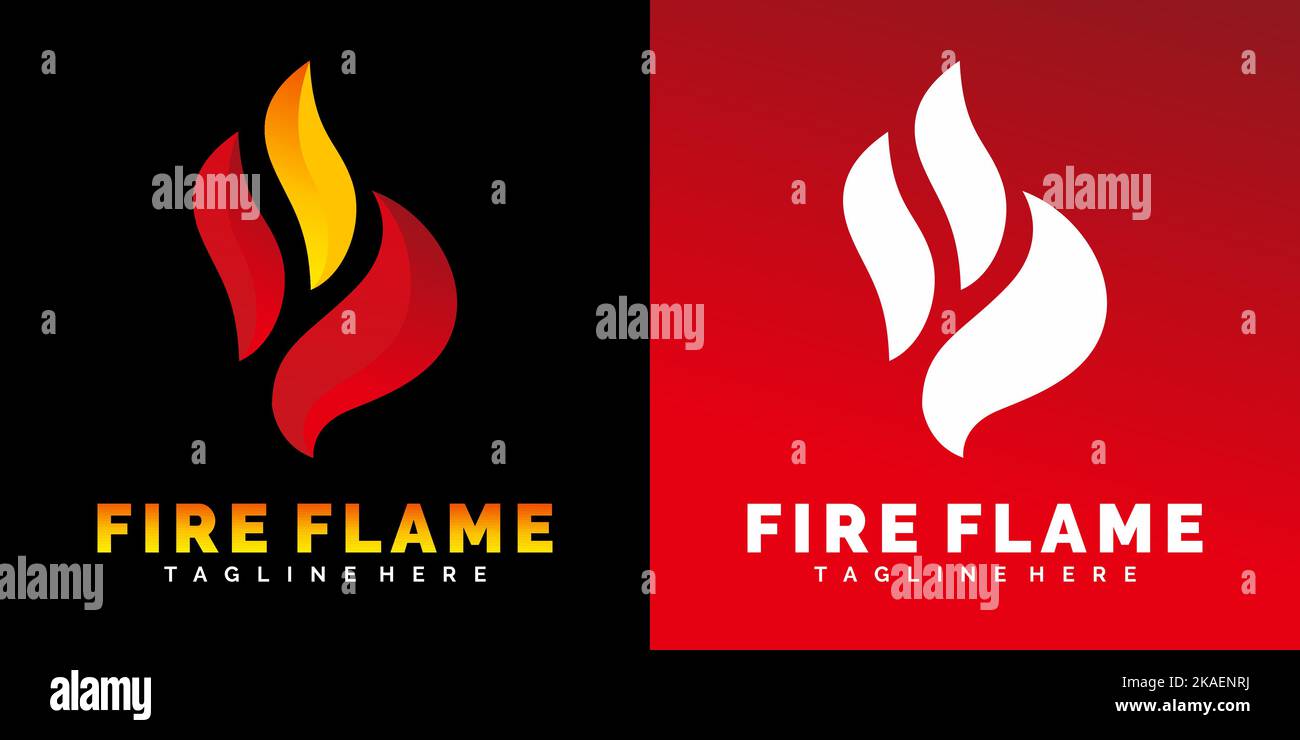 A vector set of Fire flame logo design in black and red colors Stock ...