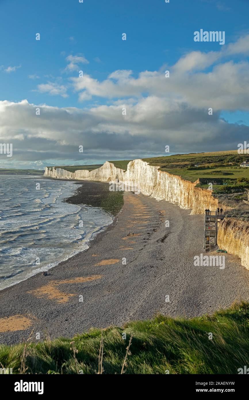 Birling Gap, white cliffs The Seven Sisters, South Downs, England ...