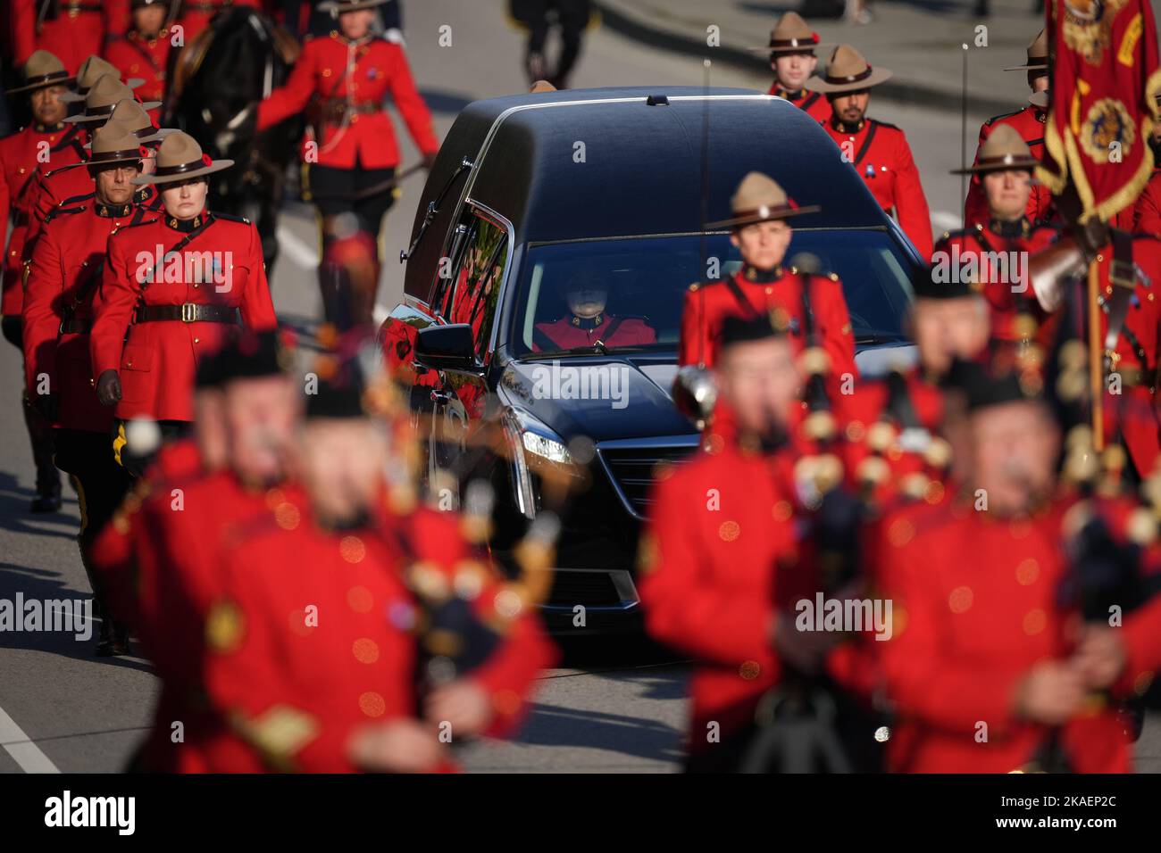 Richmond, Canada. 02nd Nov, 2022. RCMP officers in red serge march ...