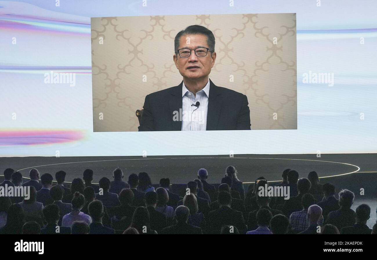 Financial Secretary Paul Chan Mo-po deliver a online speech on the ...