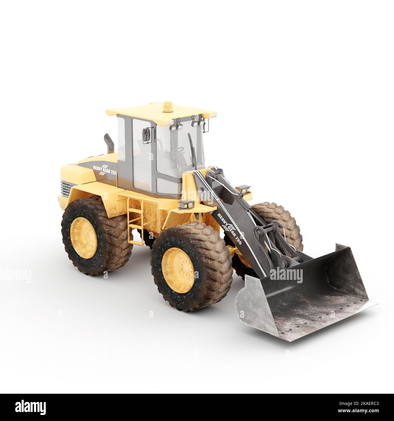 A yellow loader isolated on a vertical white background Stock Photo - Alamy