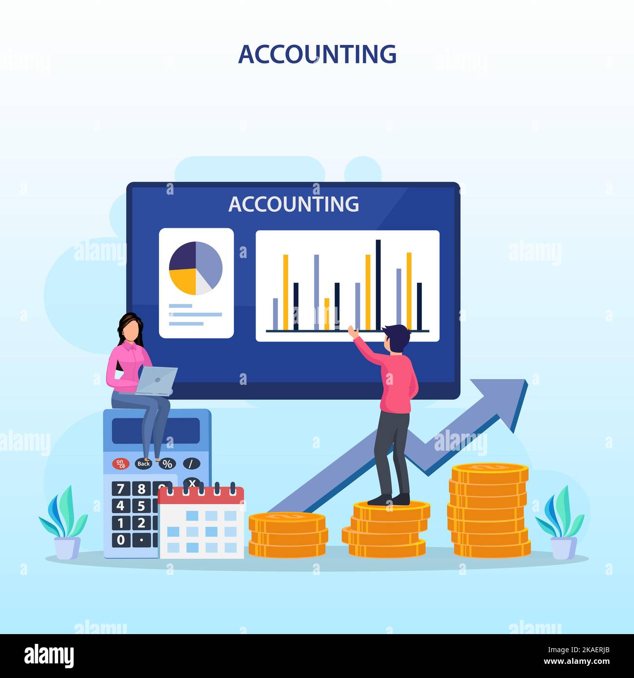 Accountant Flat vector illustration. Concept of the tax calculating and ...