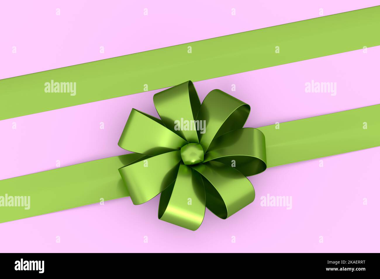 Realistic decorative bow or gift ribbon for gift box isolated on pink ...