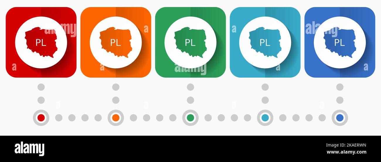 Map of Poland vector icons, infographic template, set of flat design ...