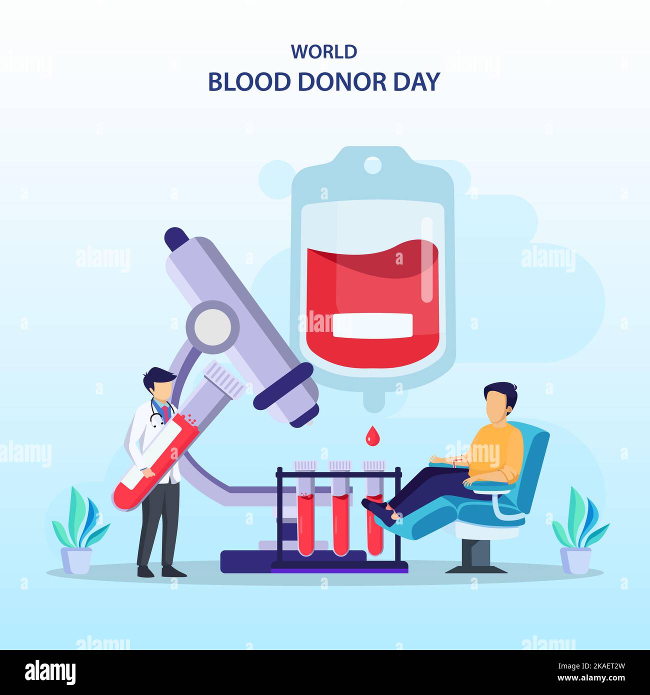 A vector illustration of a person donating blood, the concept of the ...