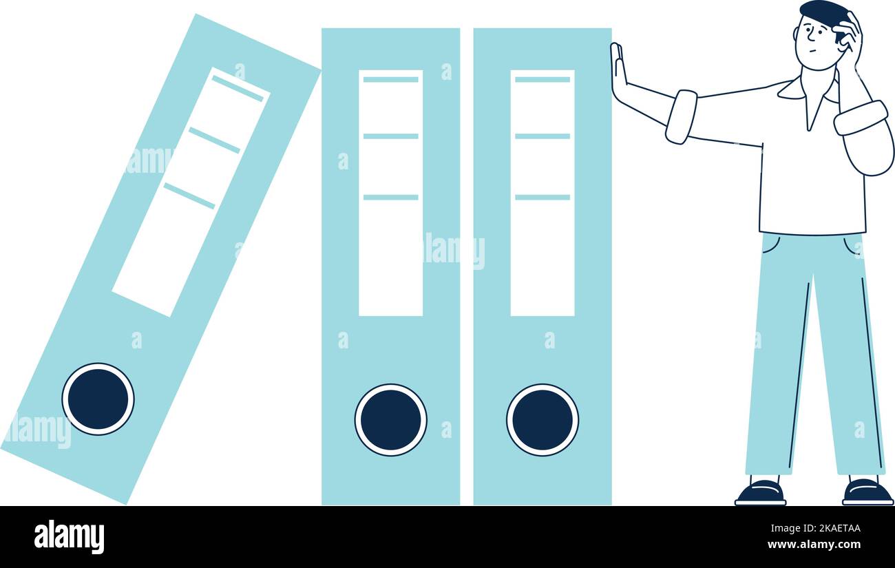 Man hold giant file folder. Document archive storage Stock Vector Image ...