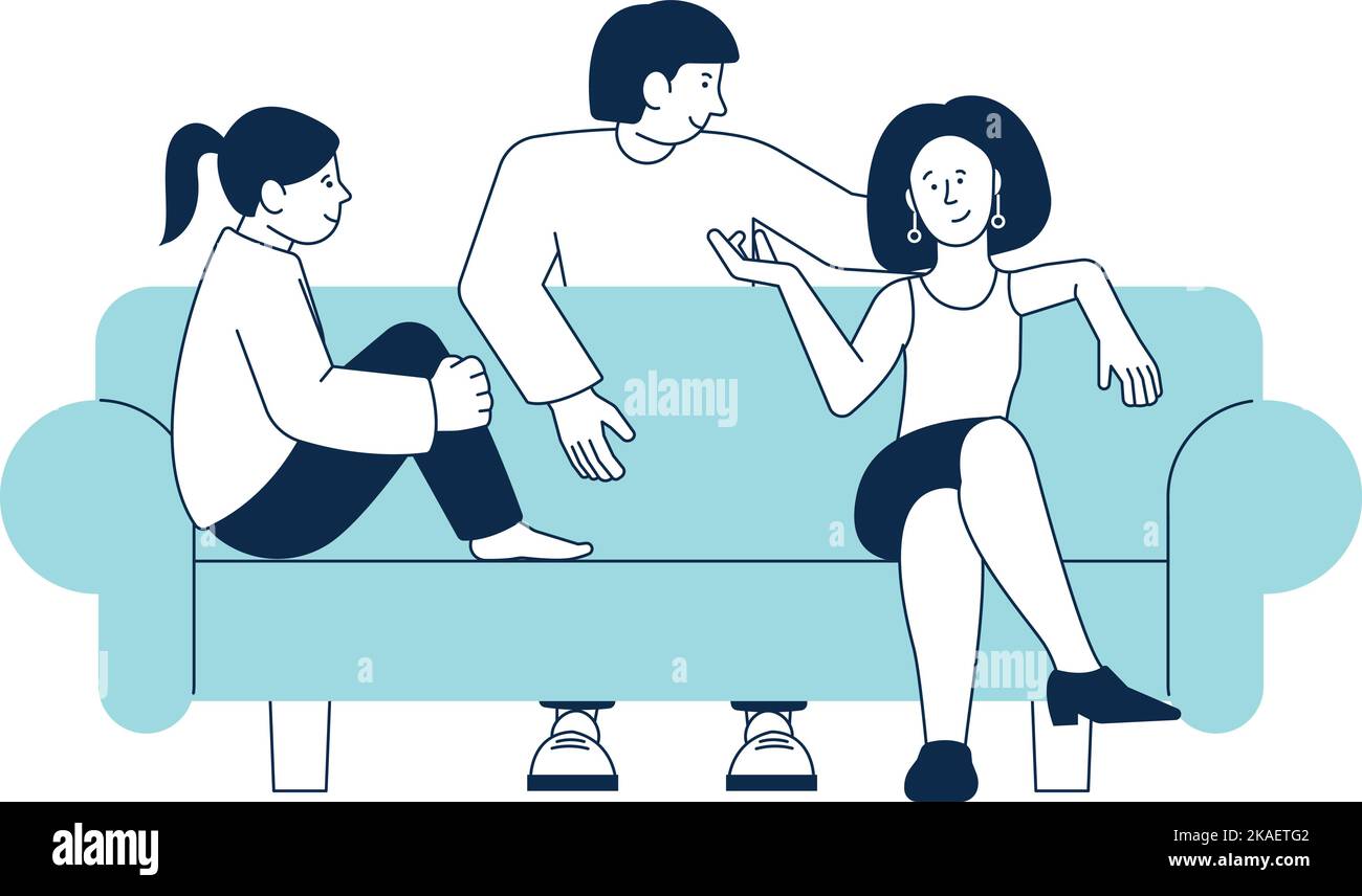 Friends spend time together. Happy people sit on coach Stock Vector ...