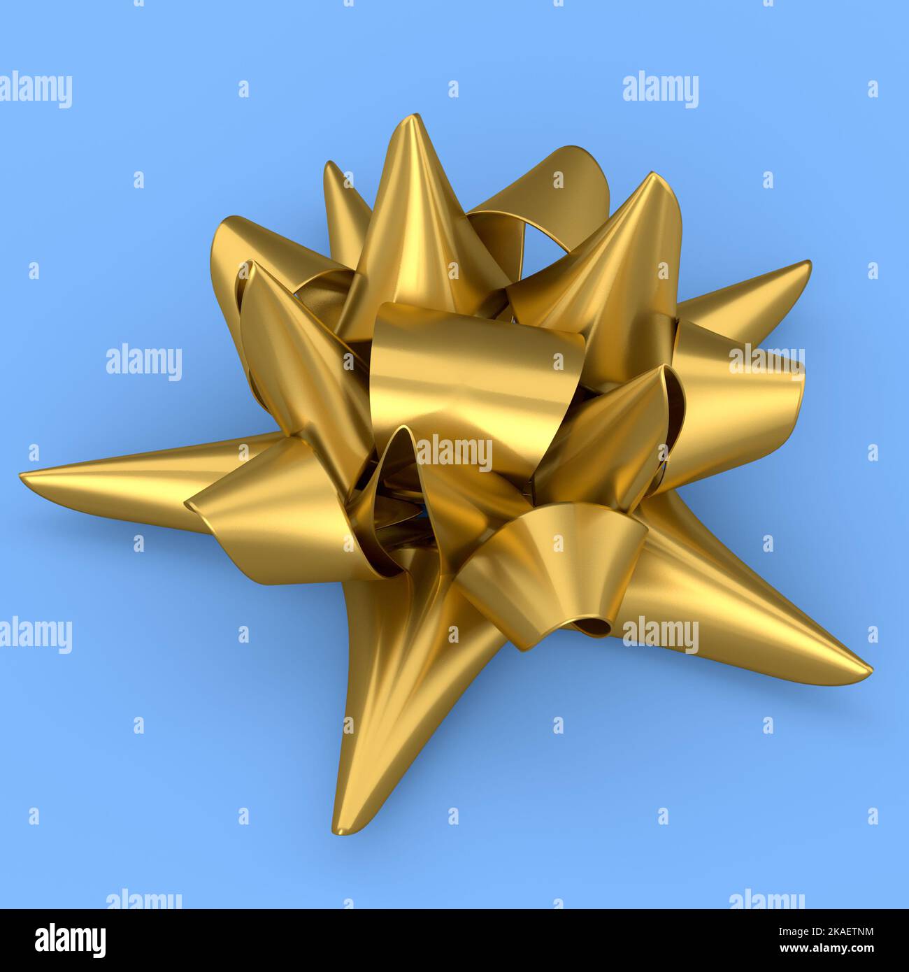 Realistic decorative bow or gift ribbon for gift box isolated on blue ...