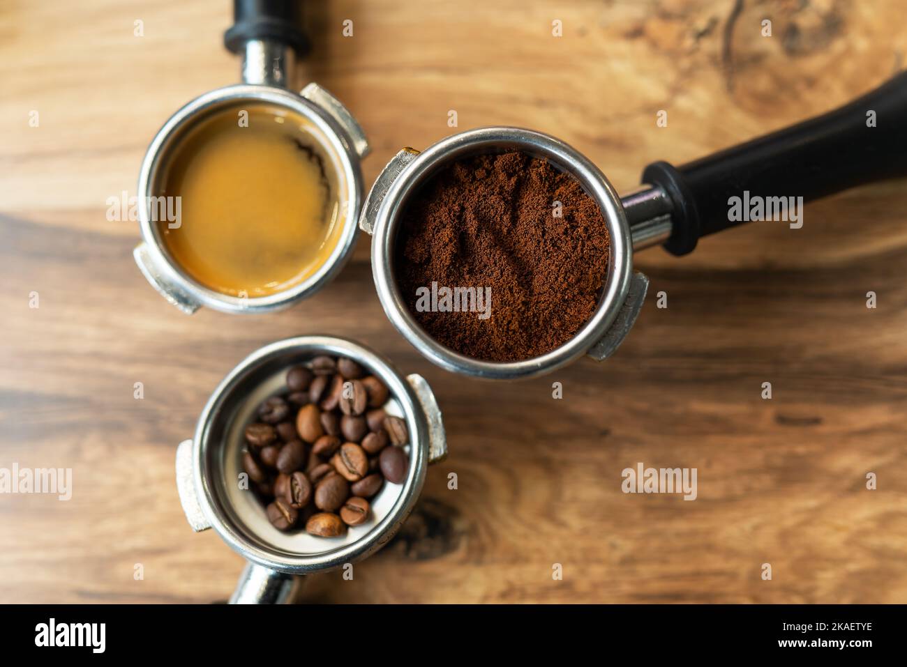 Different processes of preparing coffee by a barista in a coffee shop ...