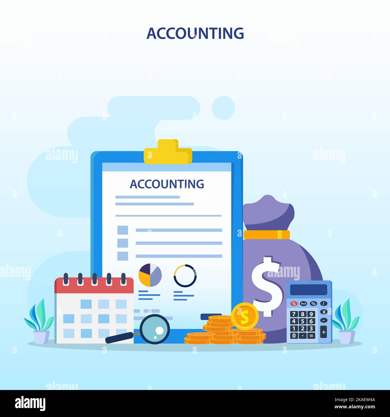 Accountant Flat vector illustration. Concept of the tax calculating and ...