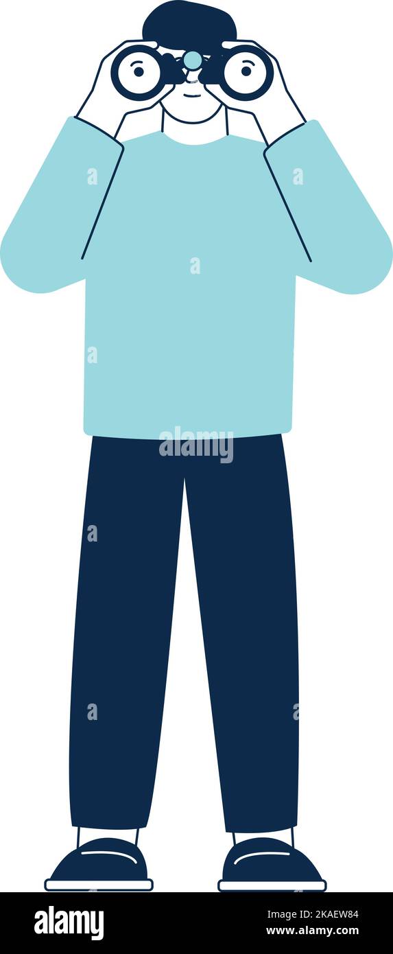 Man looking forward in binoculars. Future vision icon Stock Vector ...