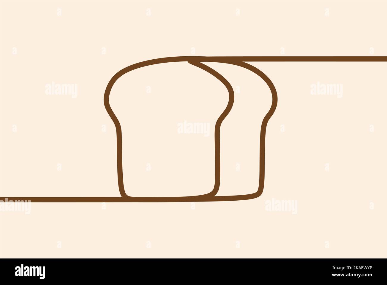 A digital illustration vector of a single line bread loaf design on a ...