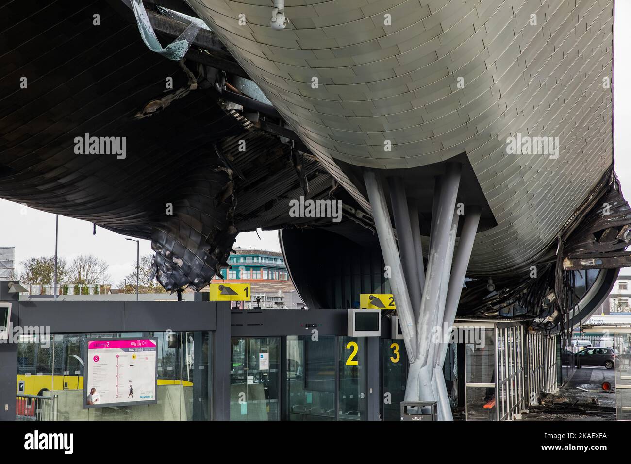 Slough, UK. 2nd November, 2022. Severe fire damage is pictured at ...