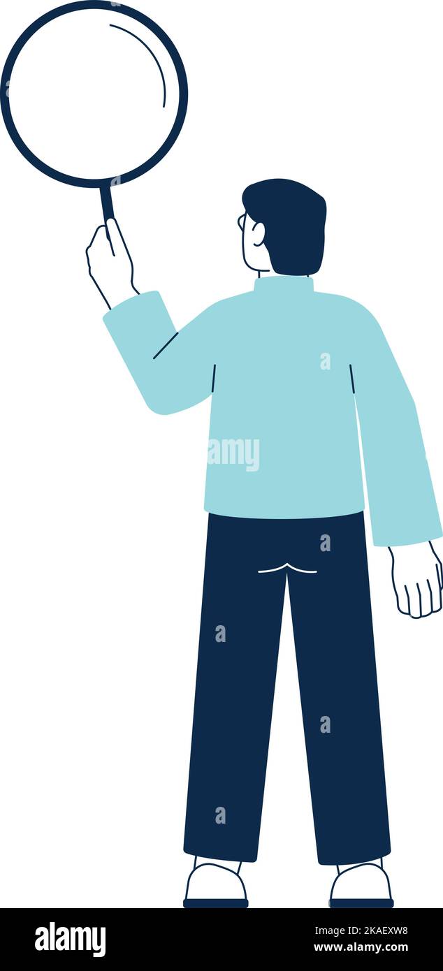 Man looking at magnifying glass. Research icon. Search symbol Stock ...