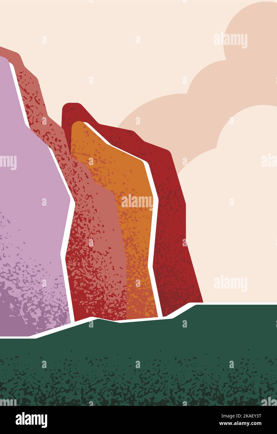 Modern postcard with creative boho landscape. Nature scene Stock Vector ...