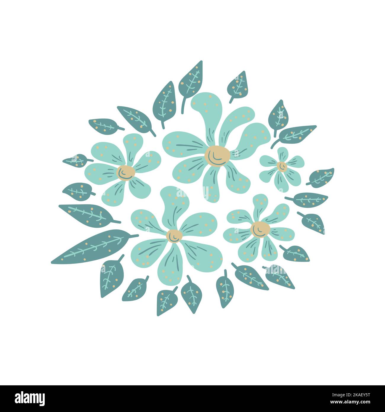 Group of colorful flowers and leaves. Vector illustration. Botanical ...