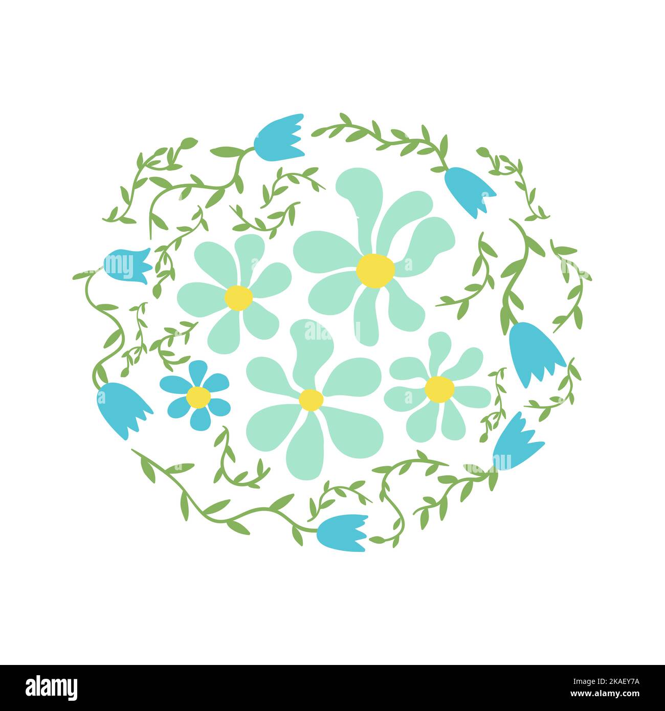 Group of colorful flowers and leaves. Vector illustration. Botanical ...