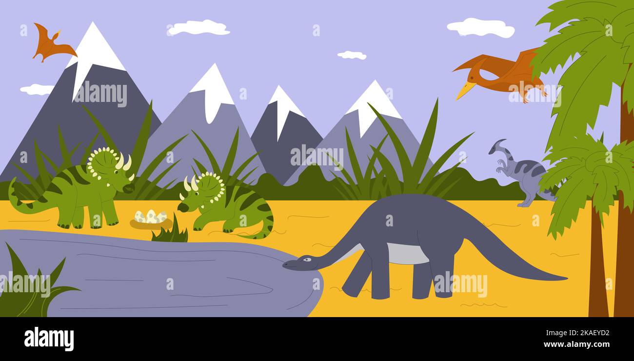 Dinosaur cartoon colored background with ancient flying and armored ... Dinosaur cartoon colored background with ancient flying and armored ...
