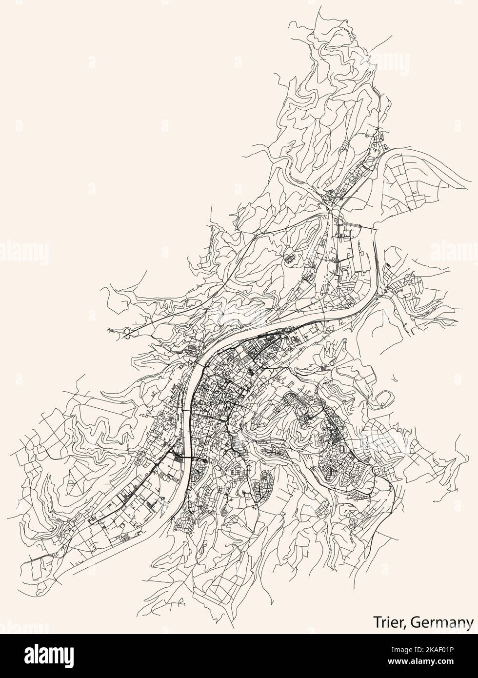 Street roads map of TRIER, GERMANY Stock Vector Image & Art - Alamy