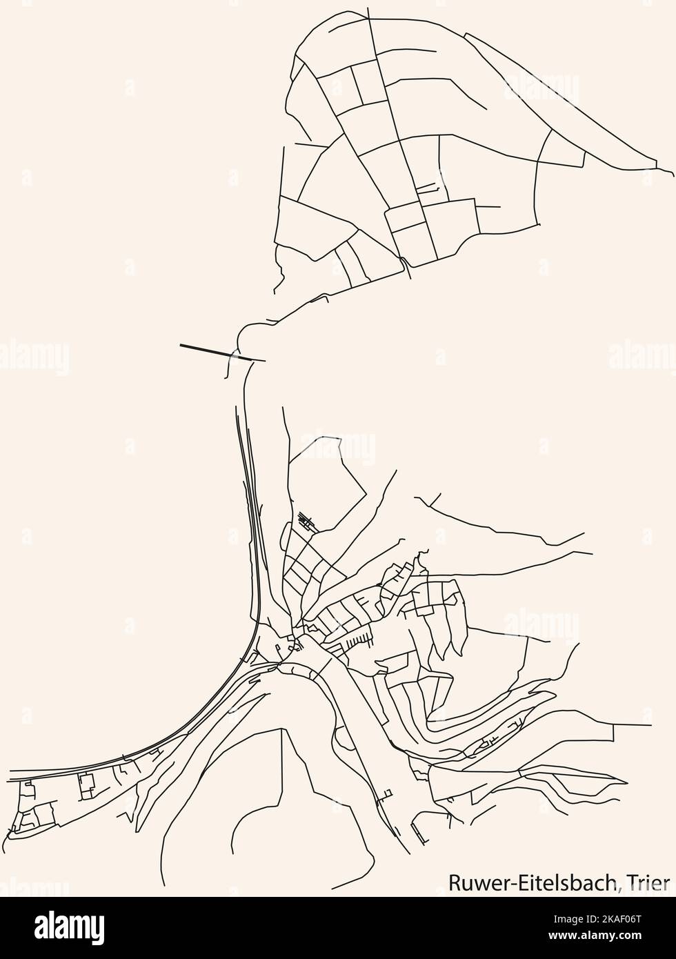 Street roads map of the RUWER-EITELSBACH MUNICIPALITY, TRIER Stock ...