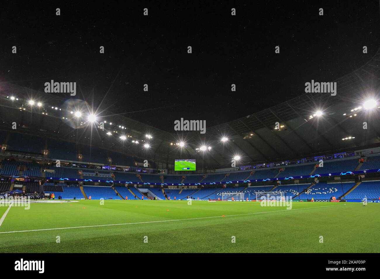 General view inside of the Eithad Stadium, home of Manchester City ...