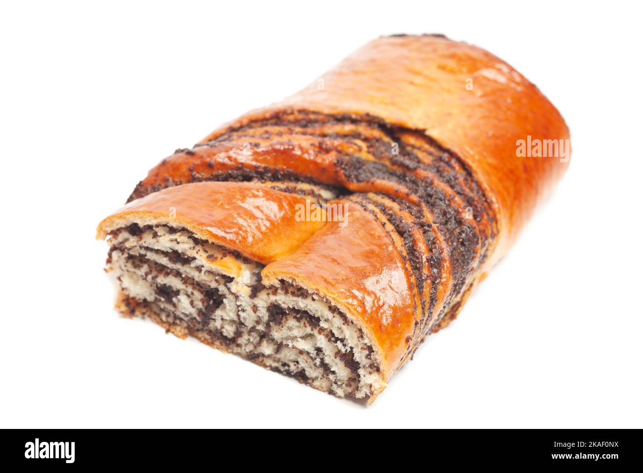 poppy seed strudel isolated on white Stock Photo - Alamy
