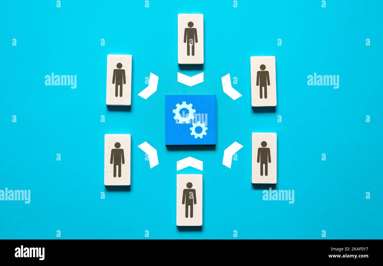 People are contributing to a joint project. Cooperation, joint work ...