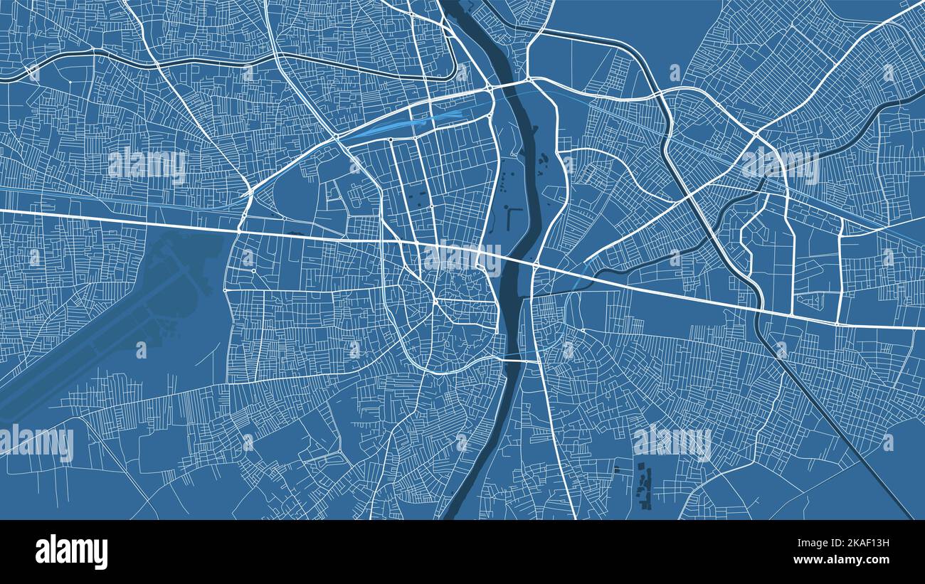 Detailed map poster of Adana city administrative area. Blue skyline ...