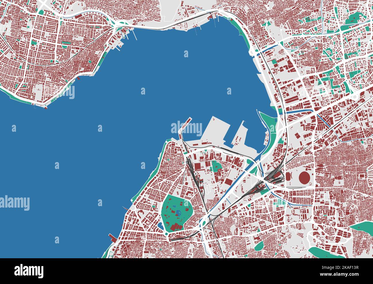 Izmir vector map. Detailed map of Izmir city administrative area. Cityscape panorama. Royalty ...
