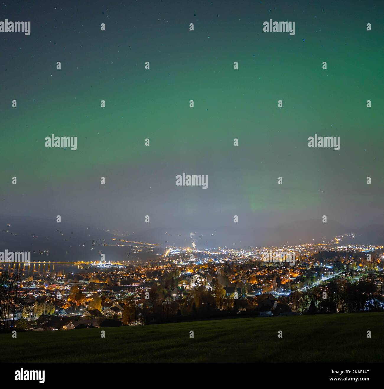 The beautiful polar lights above Lillehammer, Norway Stock Photo - Alamy