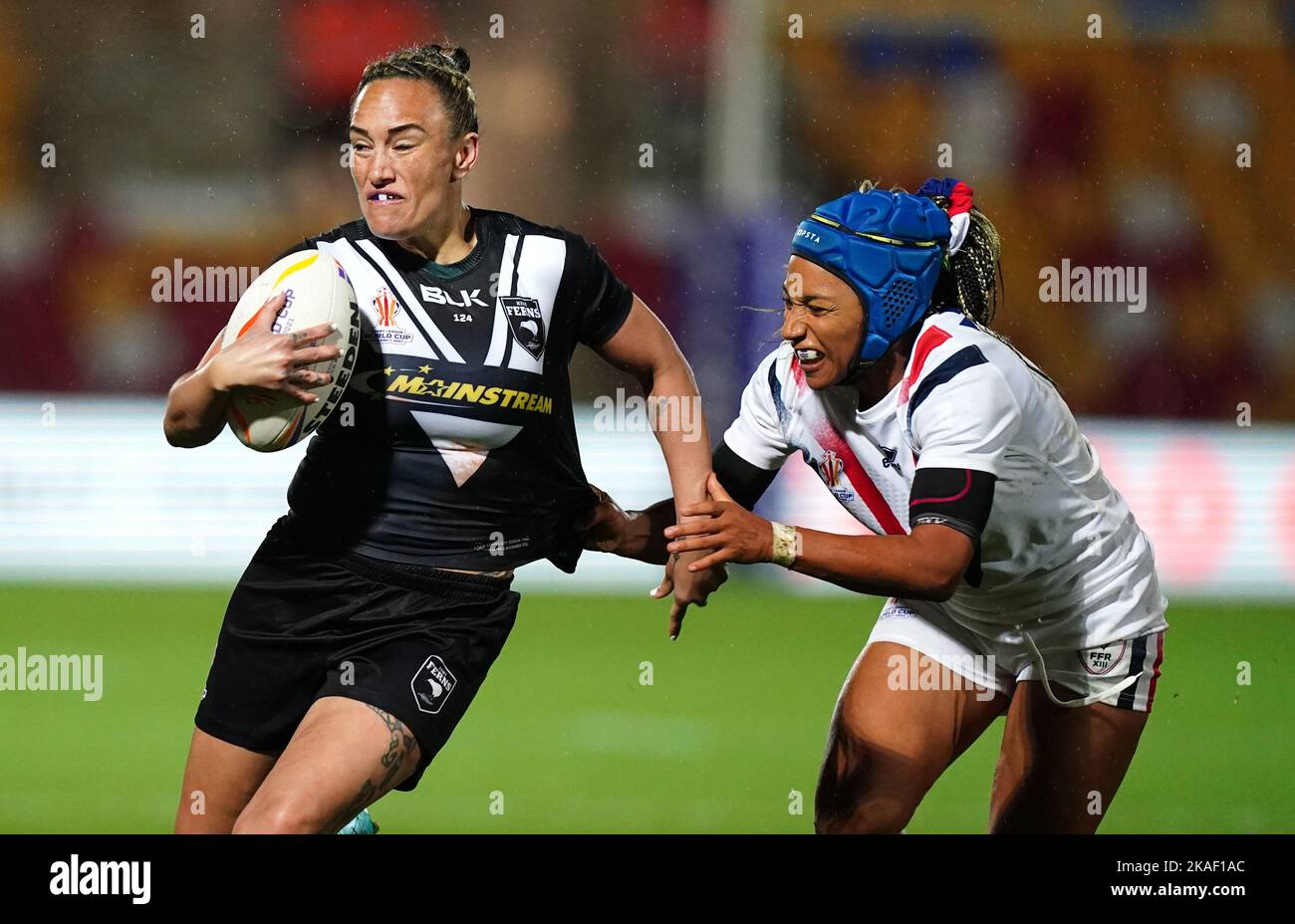 New Zealand's Krystal Rota is tackled by Frances Elisa Akpaduring the ...