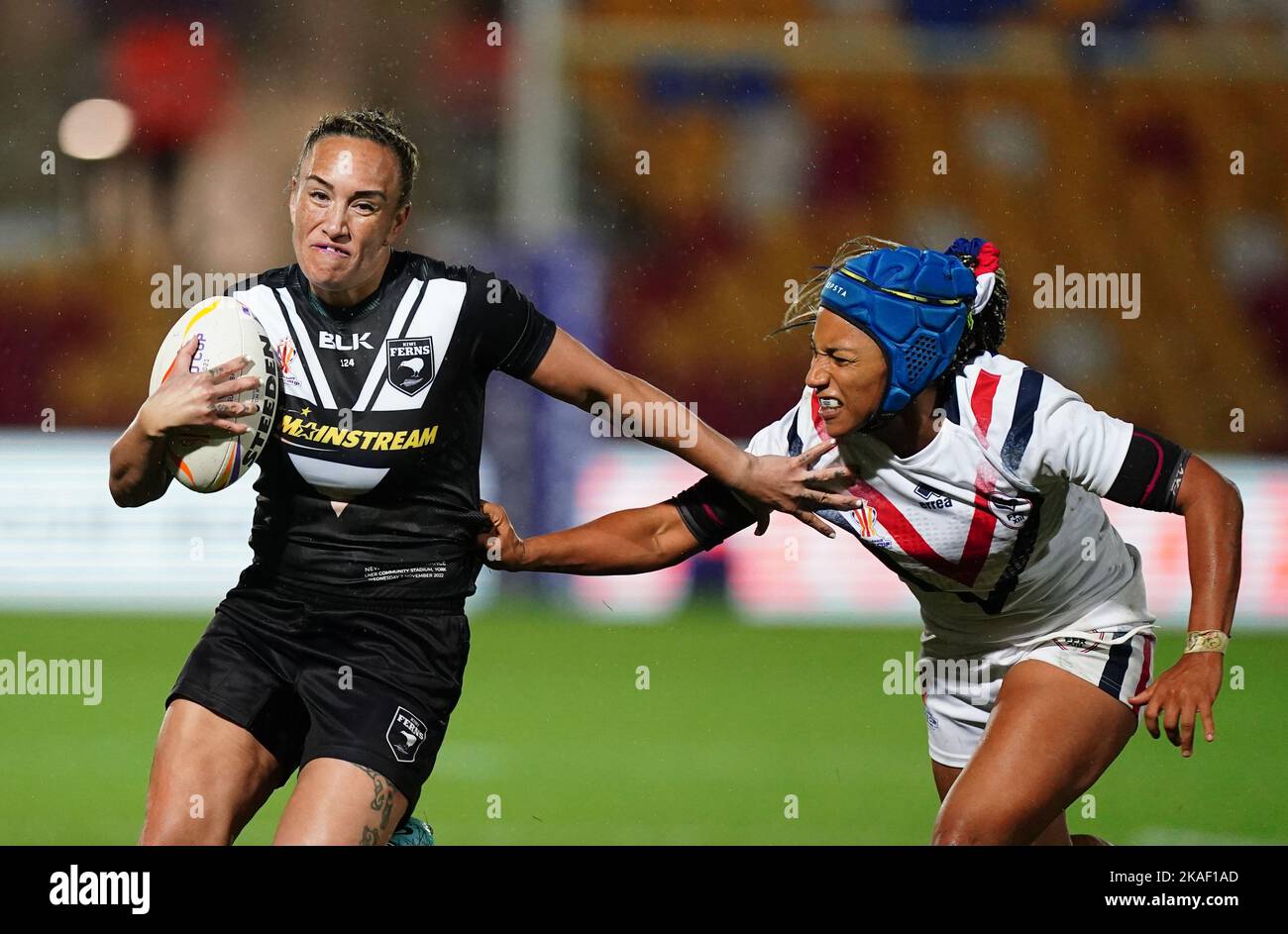New Zealand's Krystal Rota is tackled by Frances Elisa Akpaduring the ...