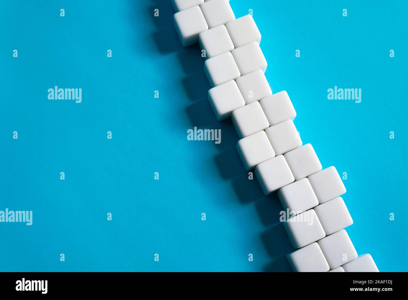 Chain of blocks on a blue background. Abstraction structure. concept of ...