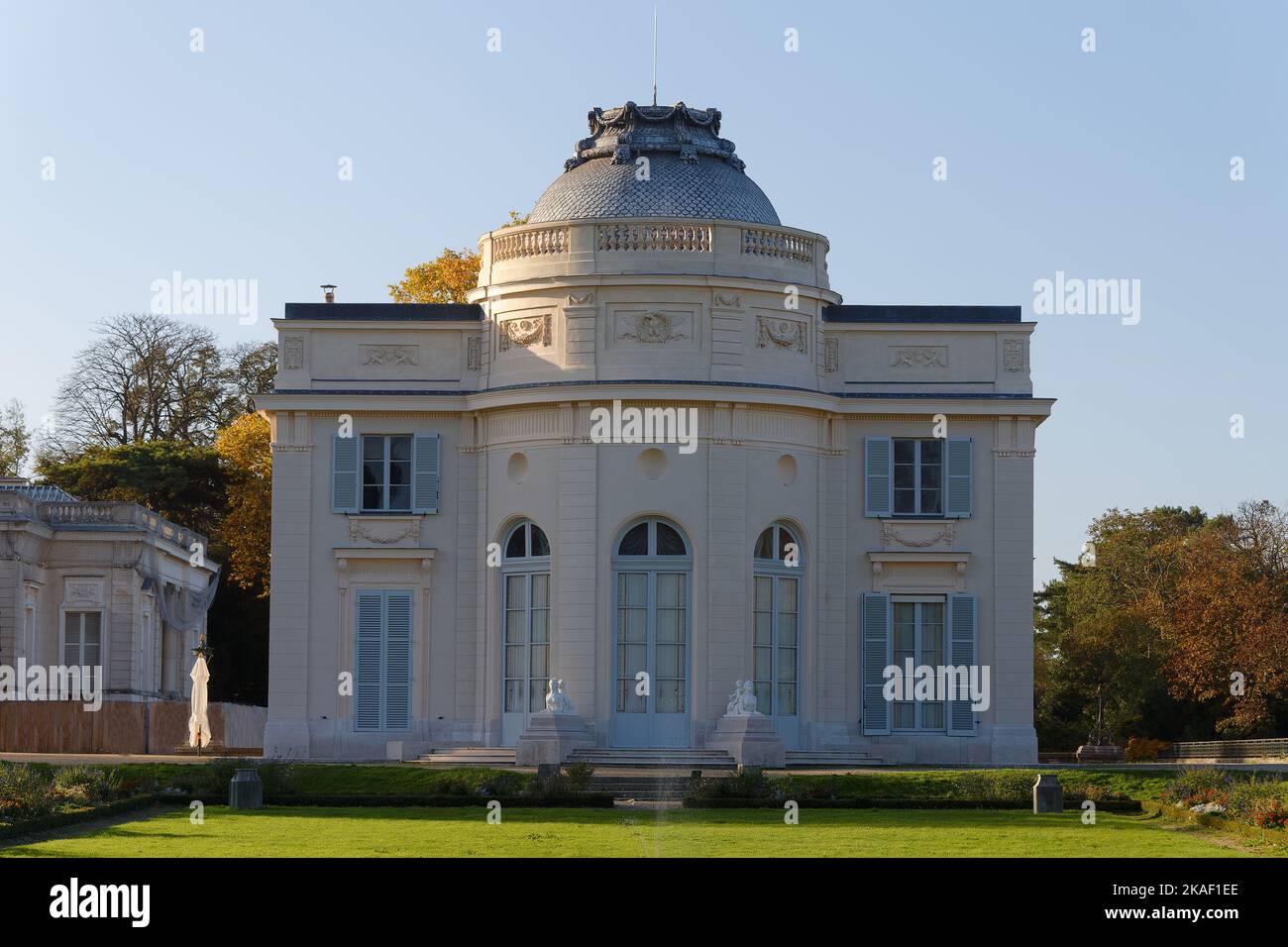 The facade of the castle in the Bagatelle park. This small castle was ...