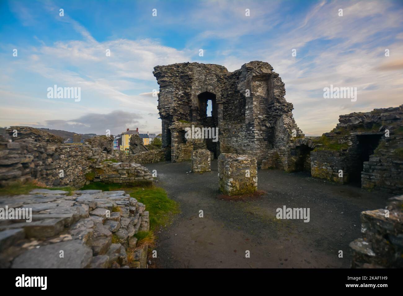 The ruins of an ancient Aberystwyth Castle ruins Stock Photo - Alamy