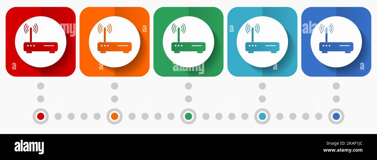 Wifi, router vector icons, infographic template, set of flat design ...