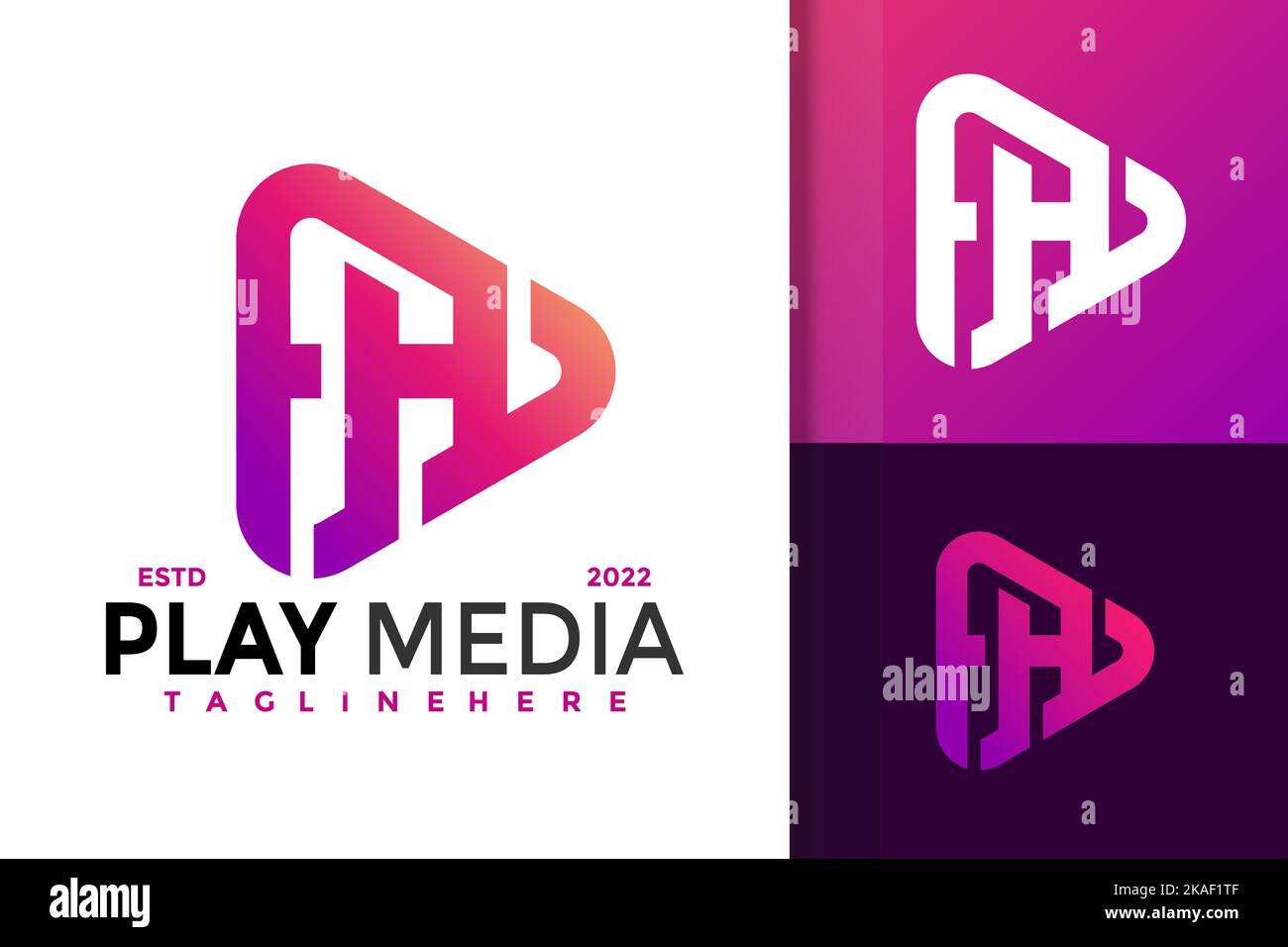 A 2D illustrated background with play button icons in different colors ...
