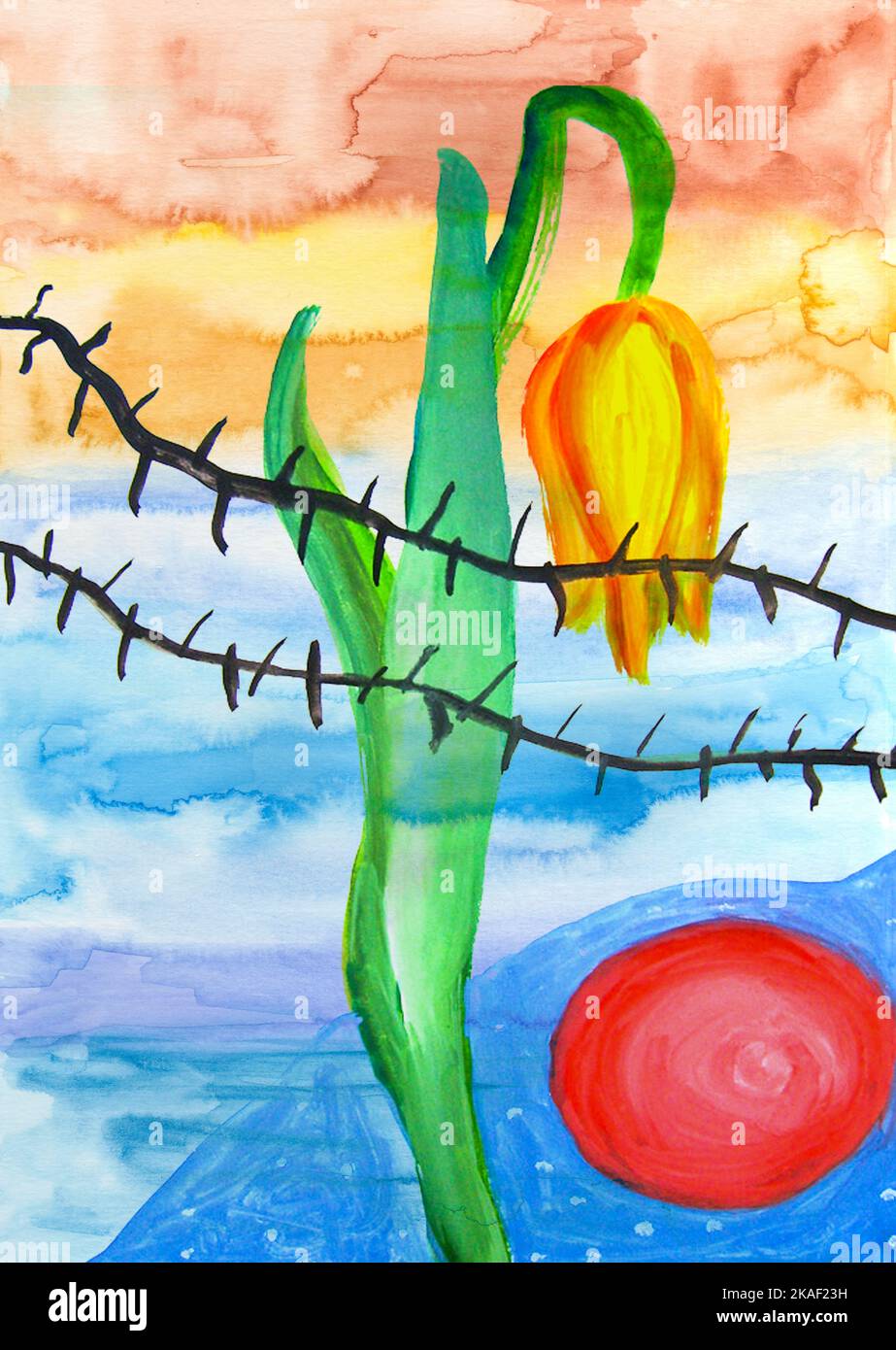 Creative artistic background. Hand painted illustration Stock Photo - Alamy