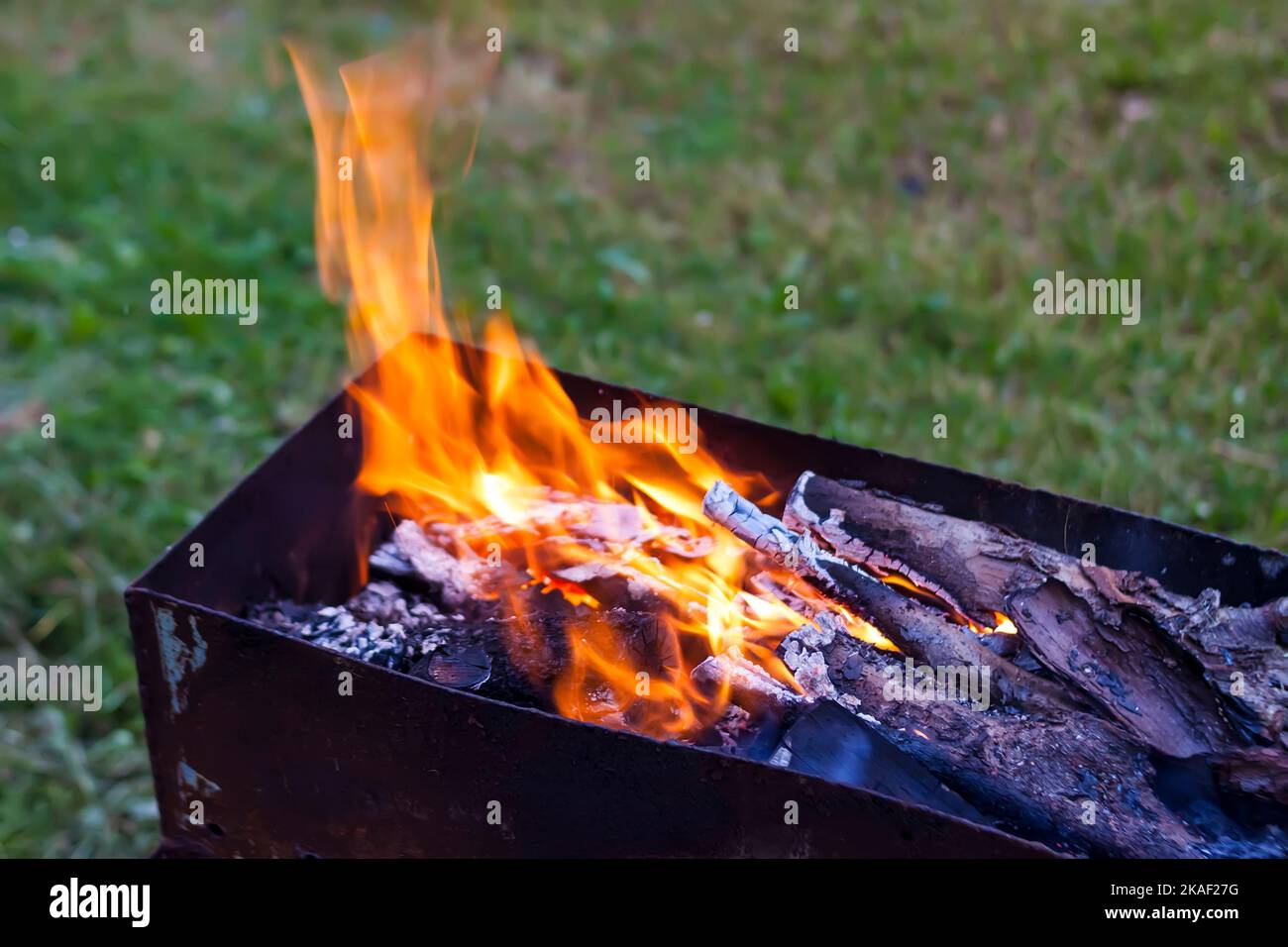Flame of fire burning in the brazier Stock Photo - Alamy