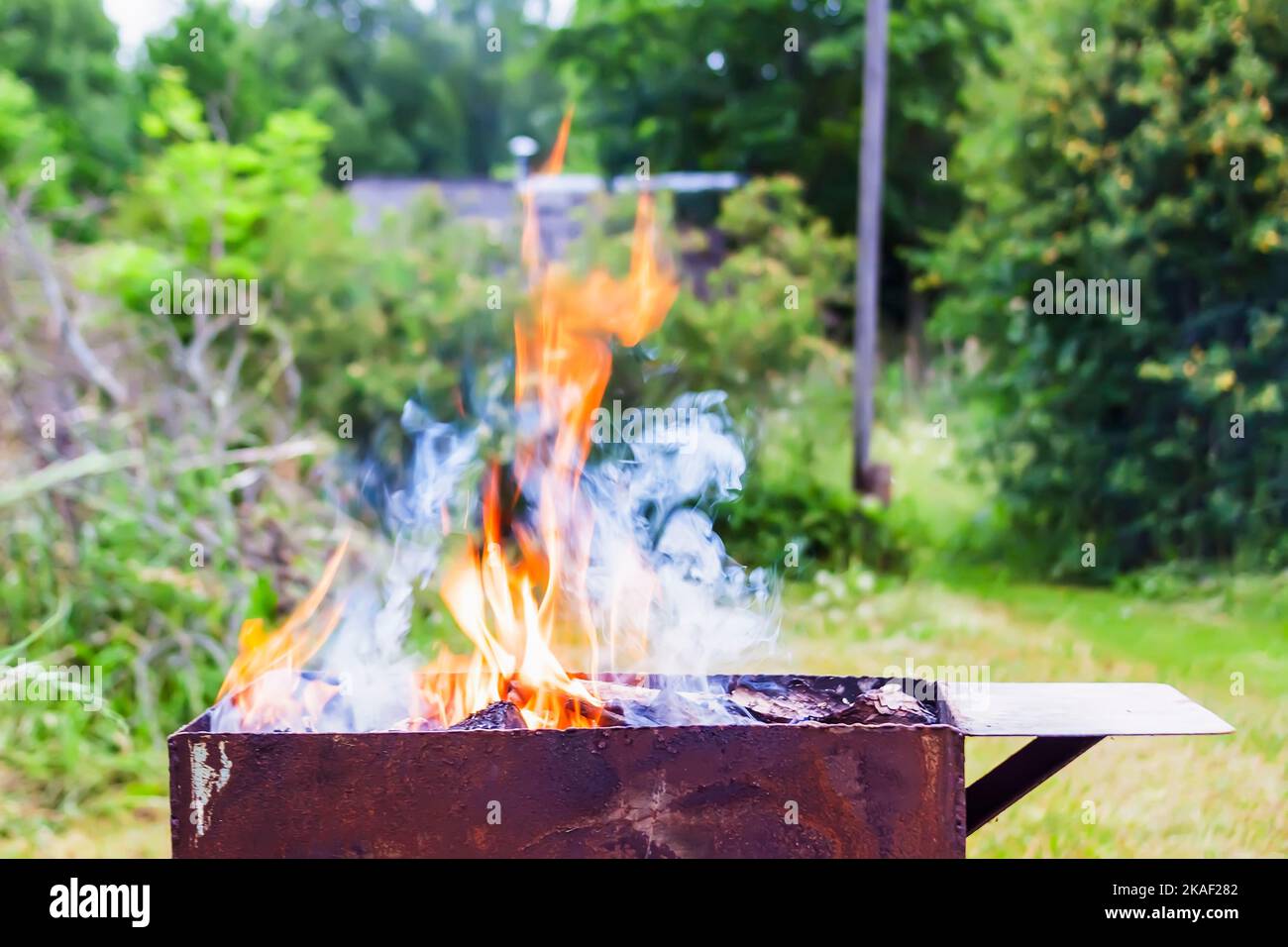 Flame of fire burning in the brazier Stock Photo - Alamy