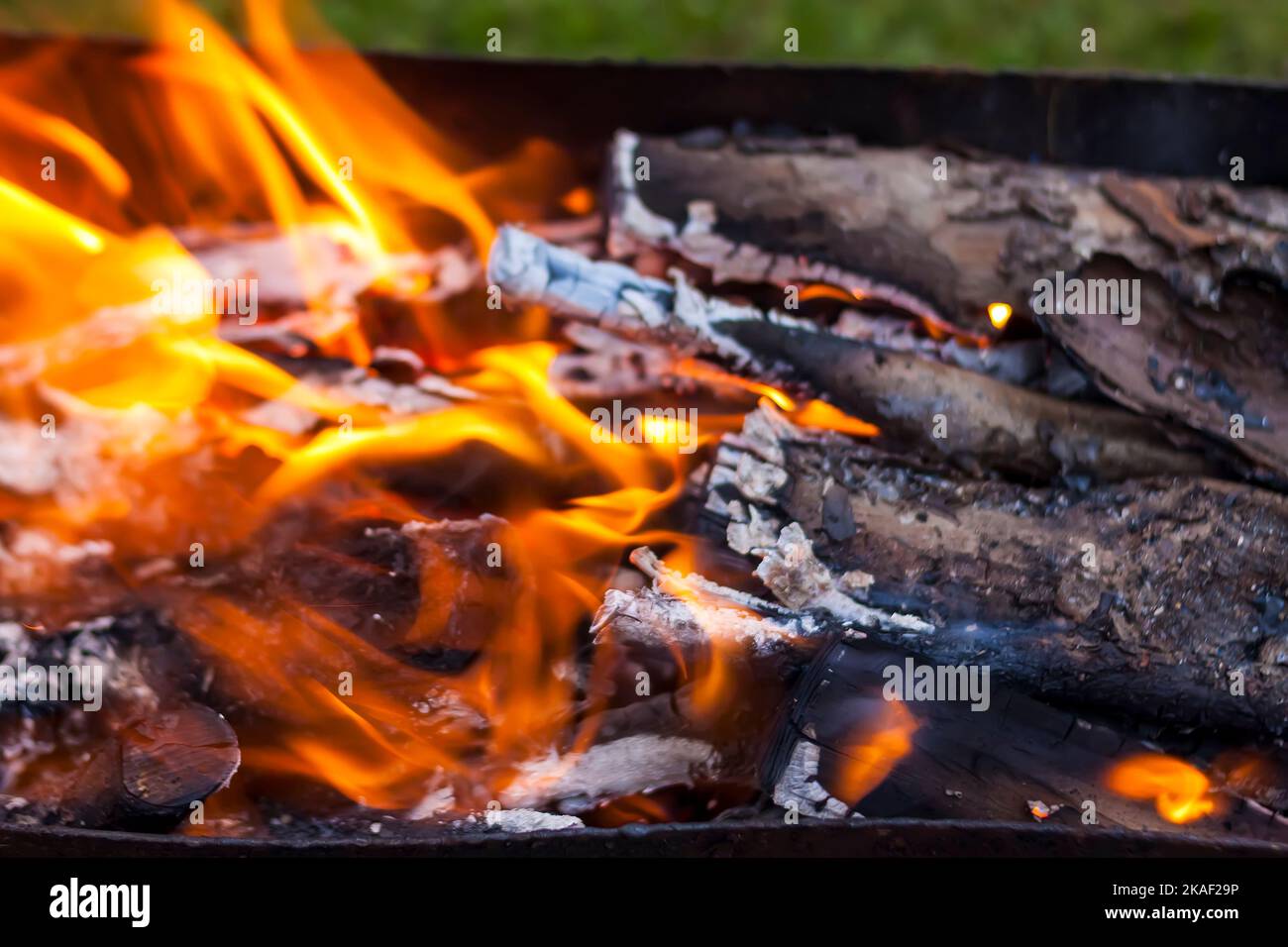 Flame of fire burning in the brazier Stock Photo - Alamy