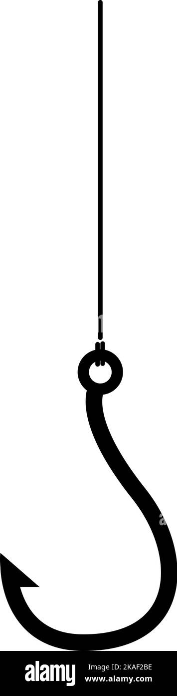Hook hanging on string. Bait icon. Fishing symbol Stock Vector Image ...