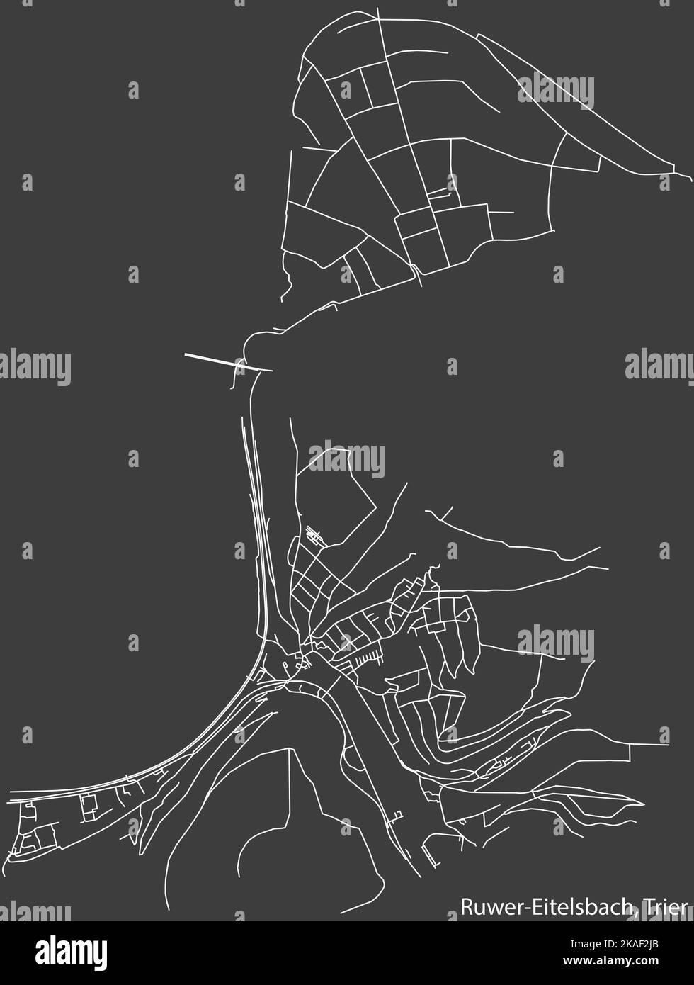 Street roads map of the RUWER-EITELSBACH MUNICIPALITY, TRIER Stock ...